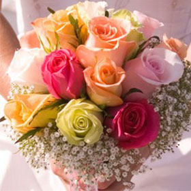 Buy Classic Bridal Rose Bouquets with Assorted Colors of Roses | Global ...