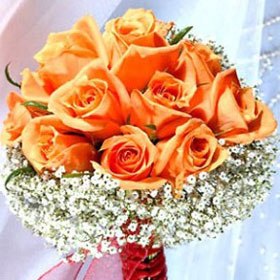 Premium Classic Bridal Rose Bouquets with Orange Roses | Global Rose