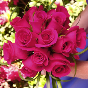 3 Bridesmaids Bouquets Romantic Dark Pink Roses | Flowers